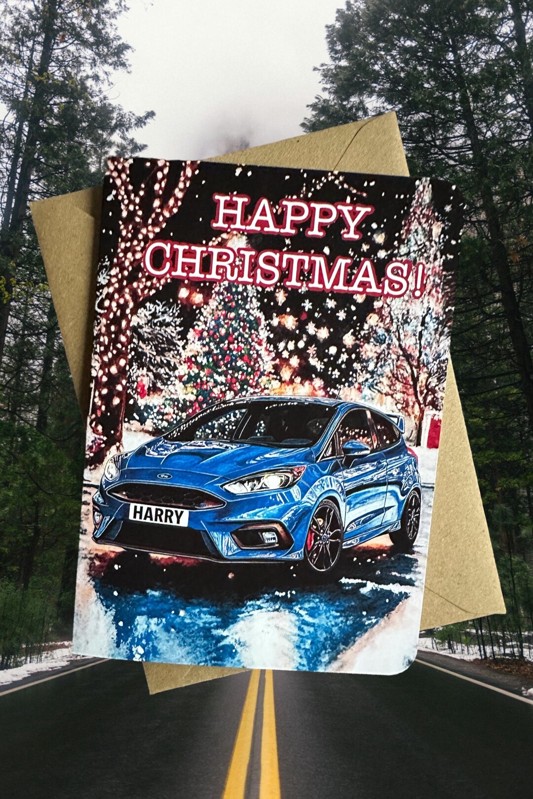Personalized Car Christmas Card Ford Fiesta ST Christmas Card Car Lover ...
