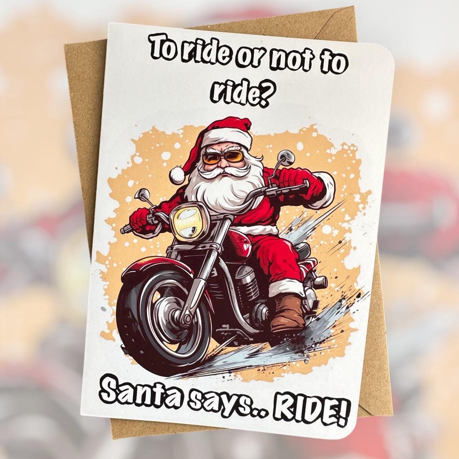 Motorbike Christmas Card Biker Christmas Card Biker Lover Christmas ...