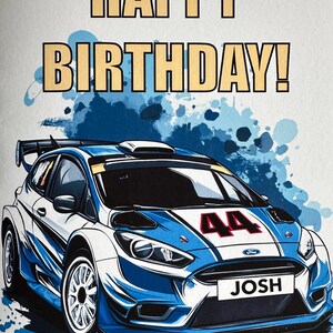 Personalised Rally Car Birthday Card Race Car Birthday Card Car Lover ...