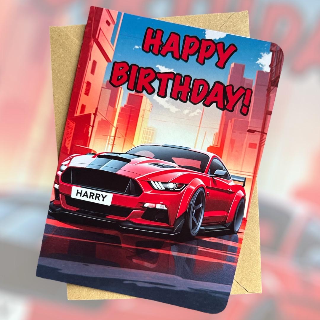 Personalised Registration Ford Mustang Birthday Card Mustang Birthday ...