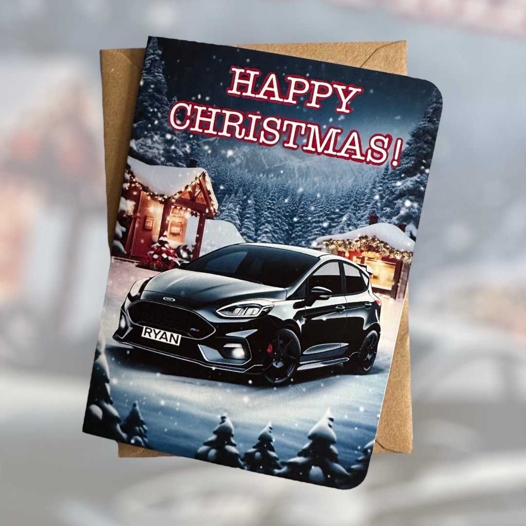 Personalized Car Christmas Card Ford Fiesta ST Christmas Card Car Lover ...