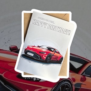 Personalized Car Birthday Card Aston Martin Birthday Card Sports Car ...
