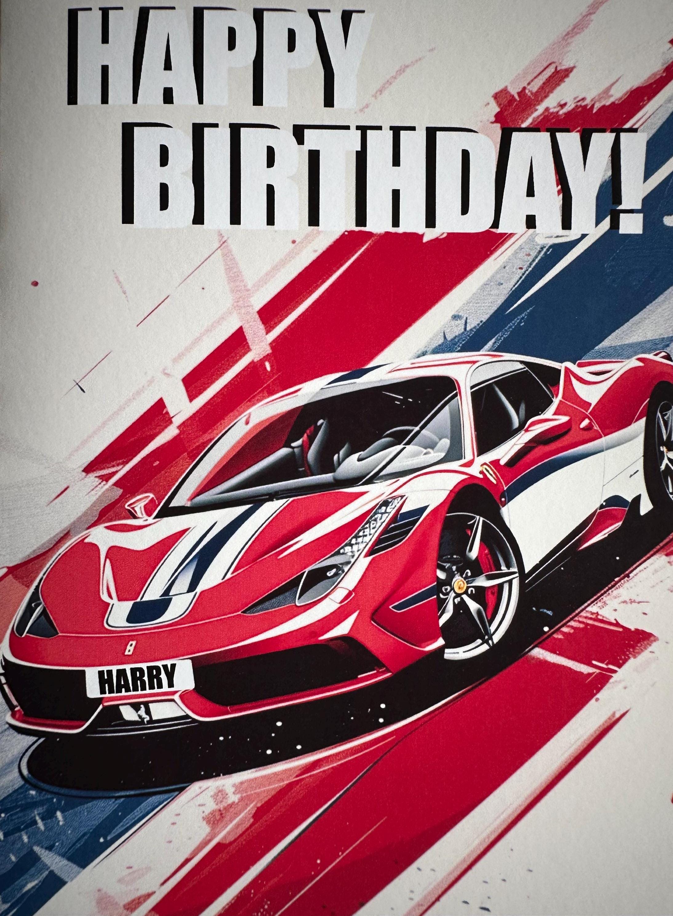 Personalized Supercar Birthday Card Ferrari Birthday Card Gift for Car ...