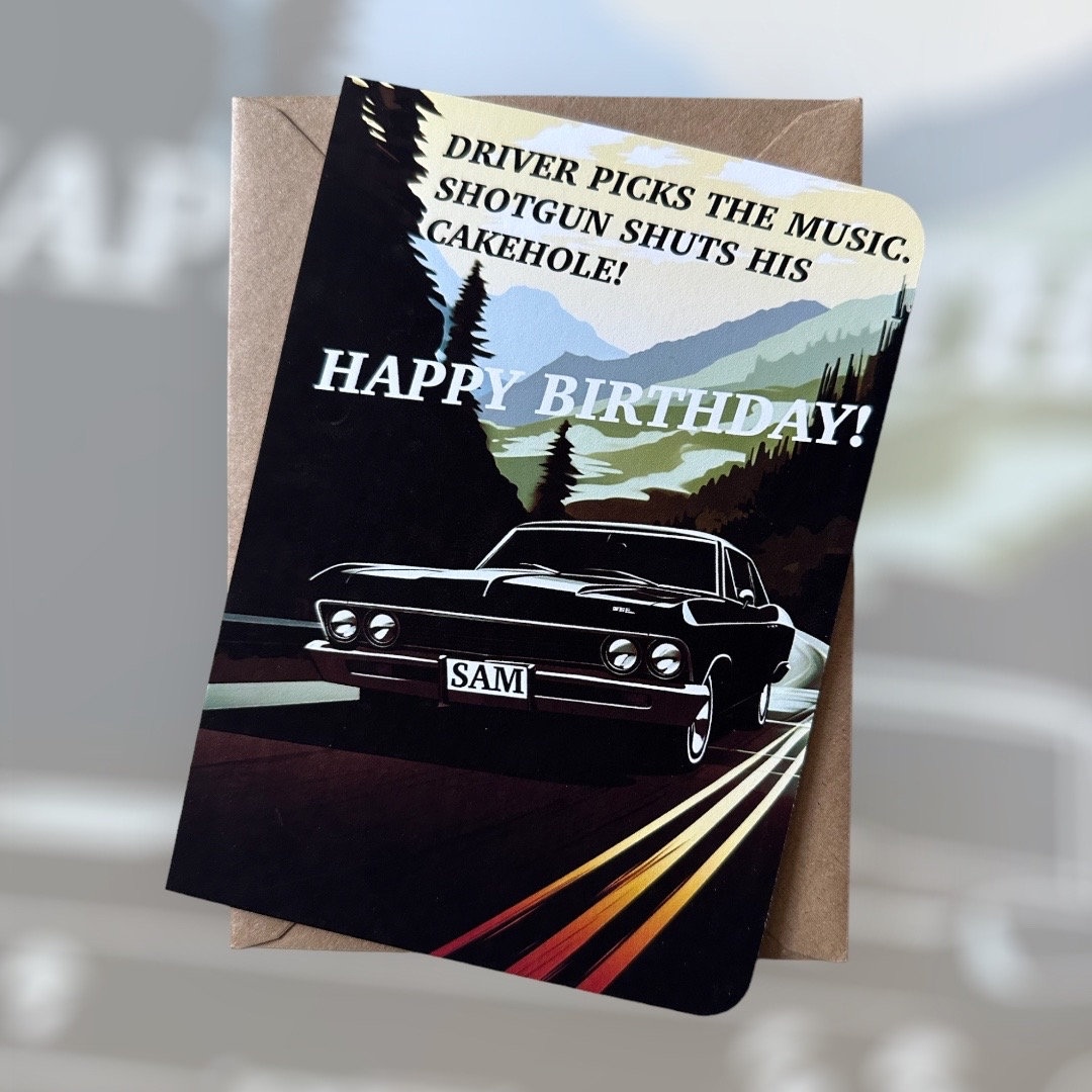 Supernatural 1967 Chevy Impala Personalised Registration Birthday Card ...