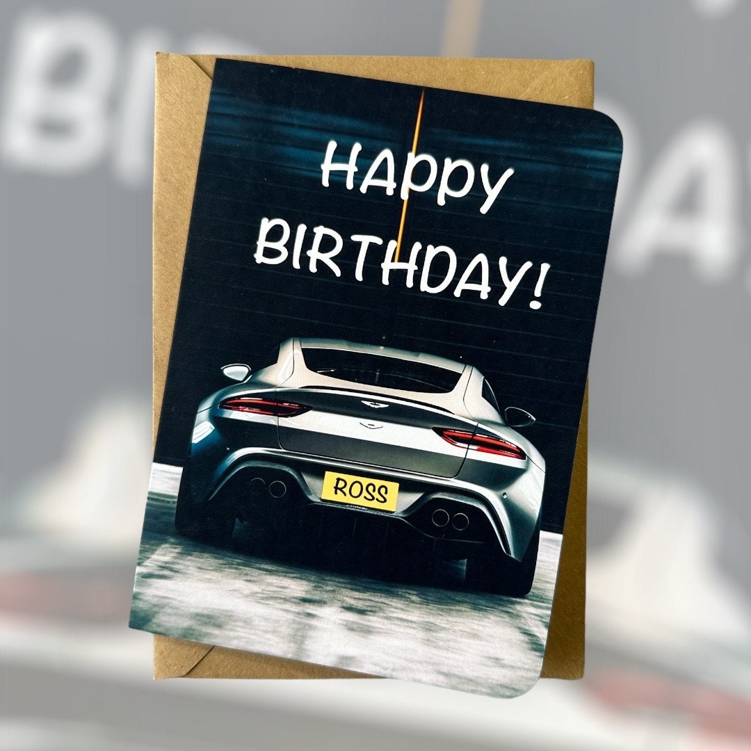 Personalised Registration Aston Martin Vantage Birthday Card Aston ...