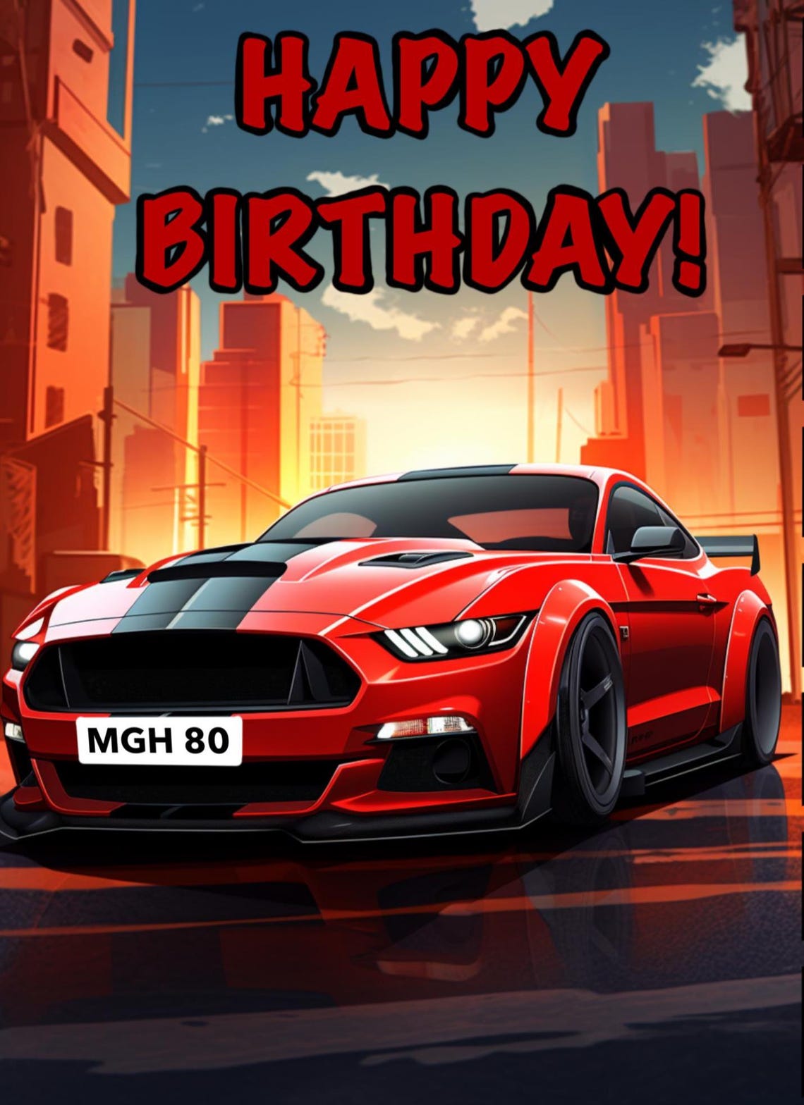 Personalised Registration Ford Mustang Birthday Card Mustang Birthday ...