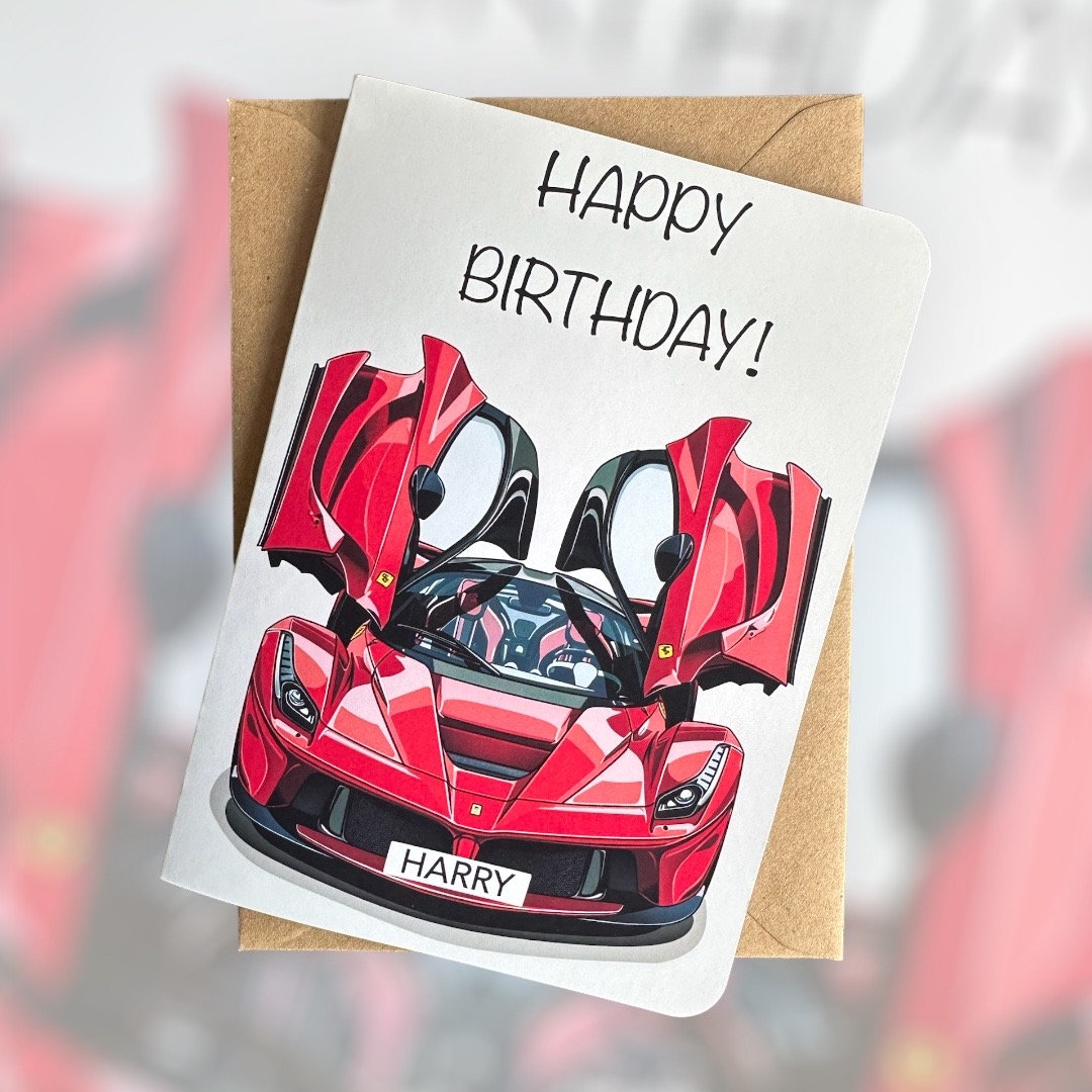 Personalised Registration Car Birthday Card Ferrari Birthday Card ...