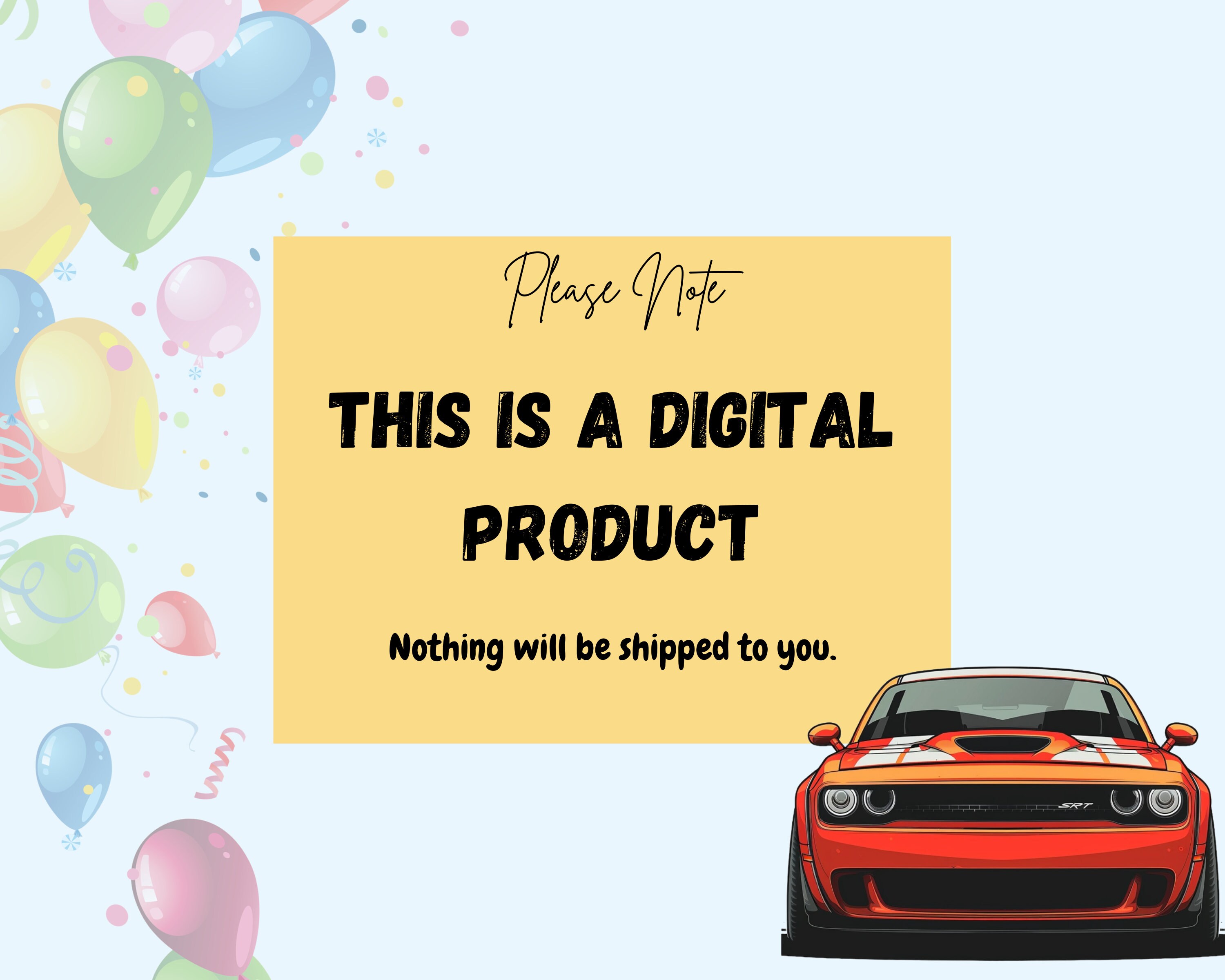 Car Themed Birthday Invitation Muscle Car Birthday Invite Dodge ...