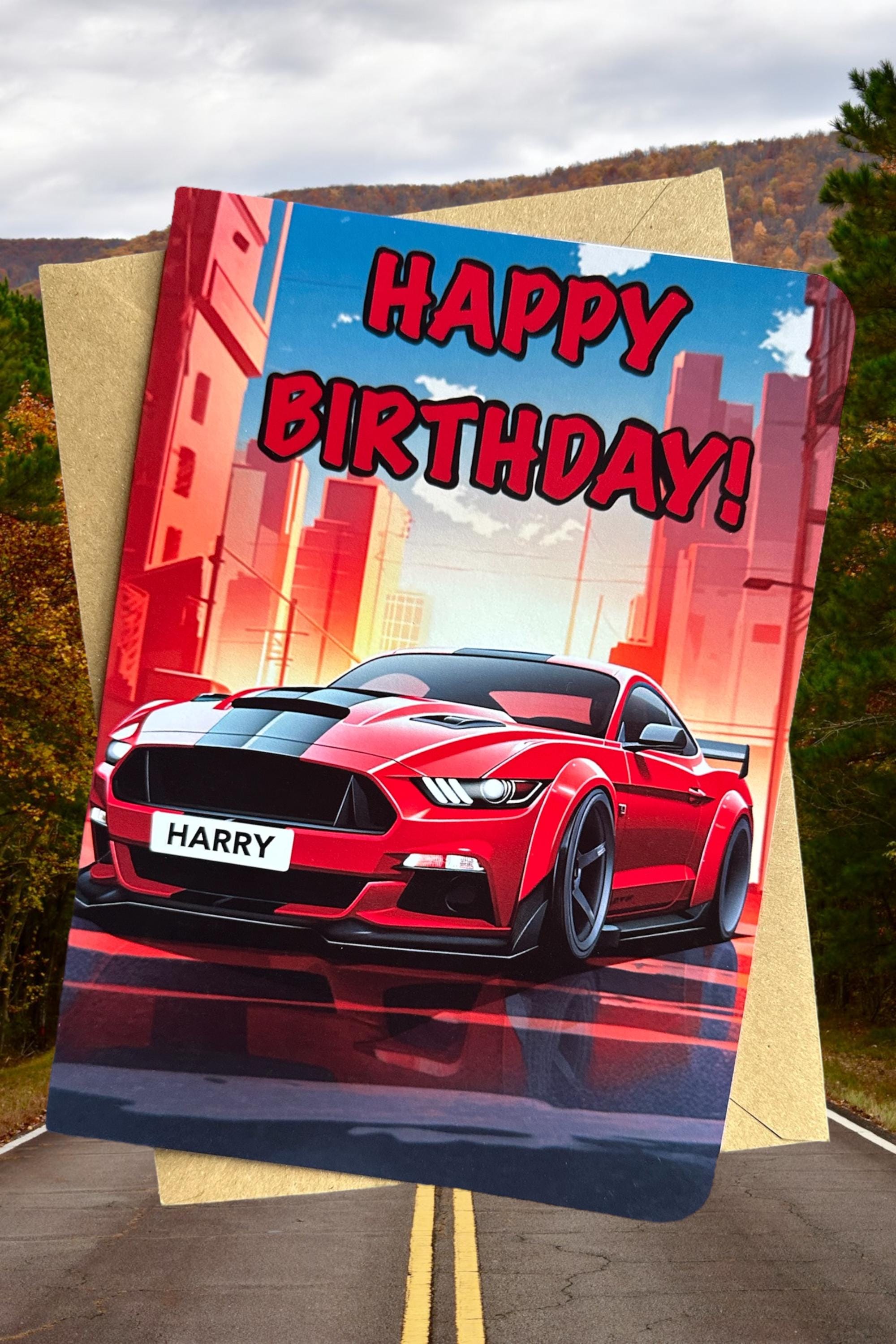 Personalised Registration Ford Mustang Birthday Card Mustang Birthday ...
