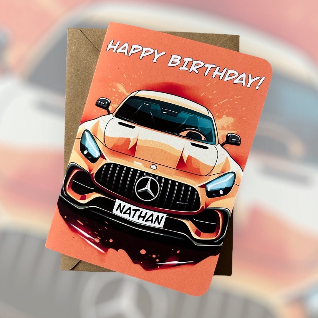 Personalised Happy Birthday Card Mercedes-benz AMG GTR Car Enthusiast ...
