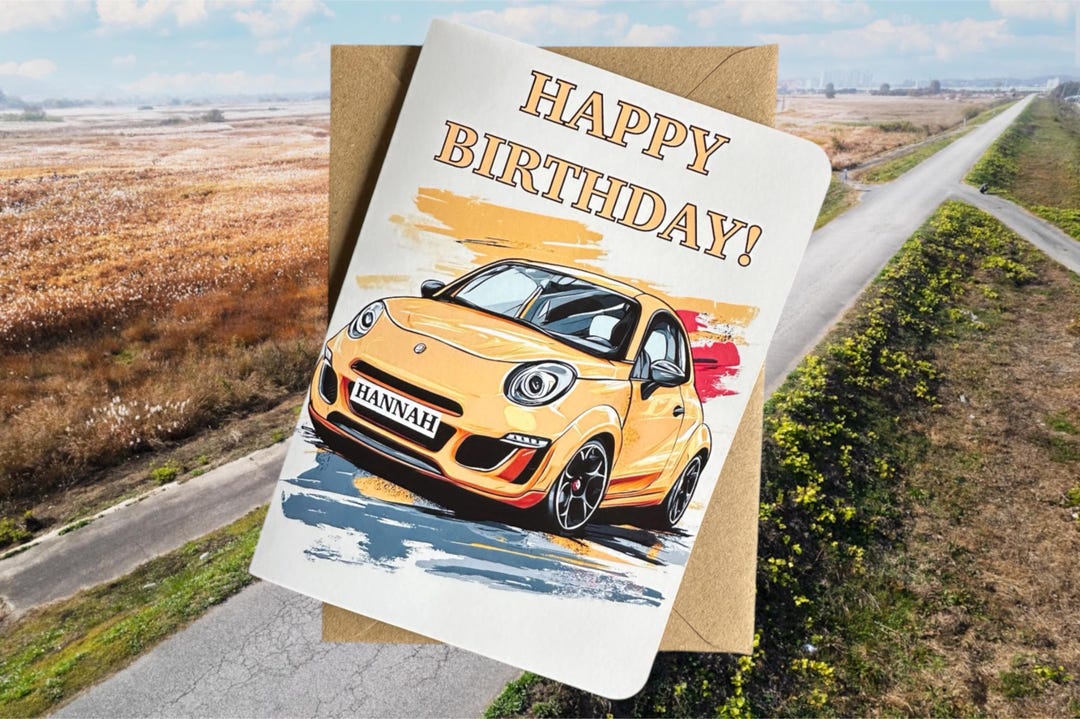 Personalized Car Birthday Card Fiat Abarth Customized Birthday Card ...