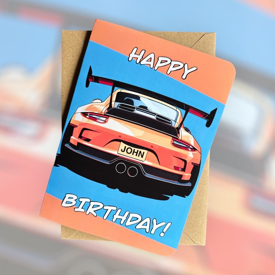 Personalised Porsche 911 GT3 RS Birthday Card Porsche Birthday Card ...