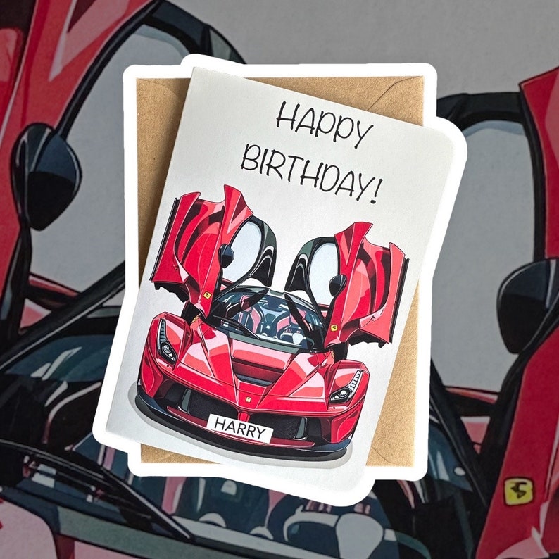 Personalised Registration Car Birthday Card Ferrari Birthday Card ...