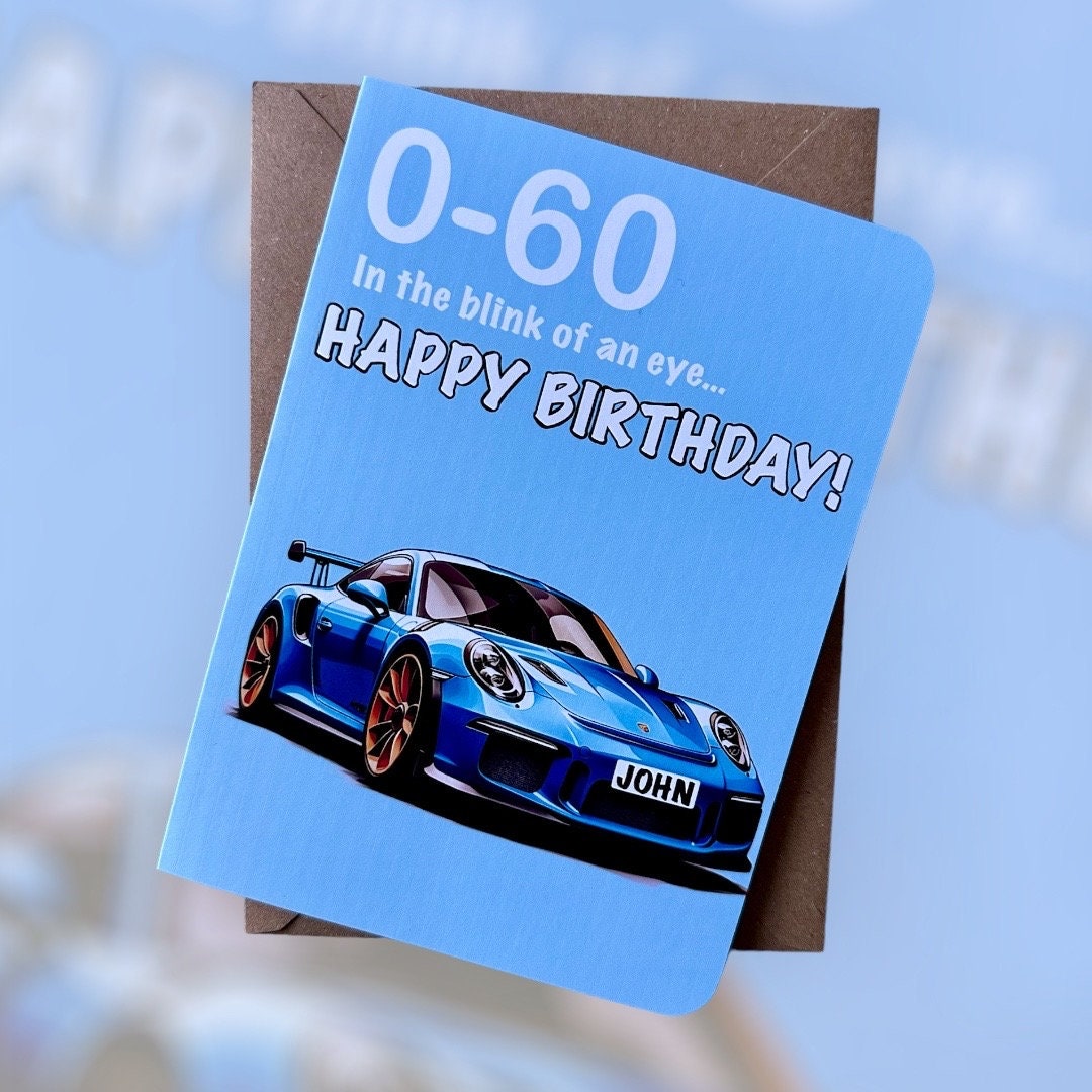 Personalised Registration and 0-60 Porsche 911 GT3 RS Birthday Card ...