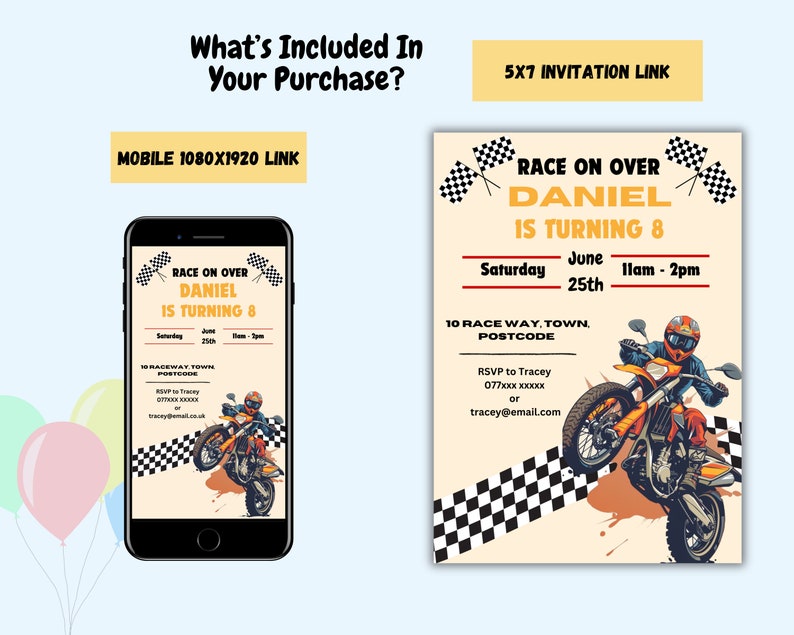 Dirt Bike Themed Birthday Invitation Motorbike Birthday Invite ...
