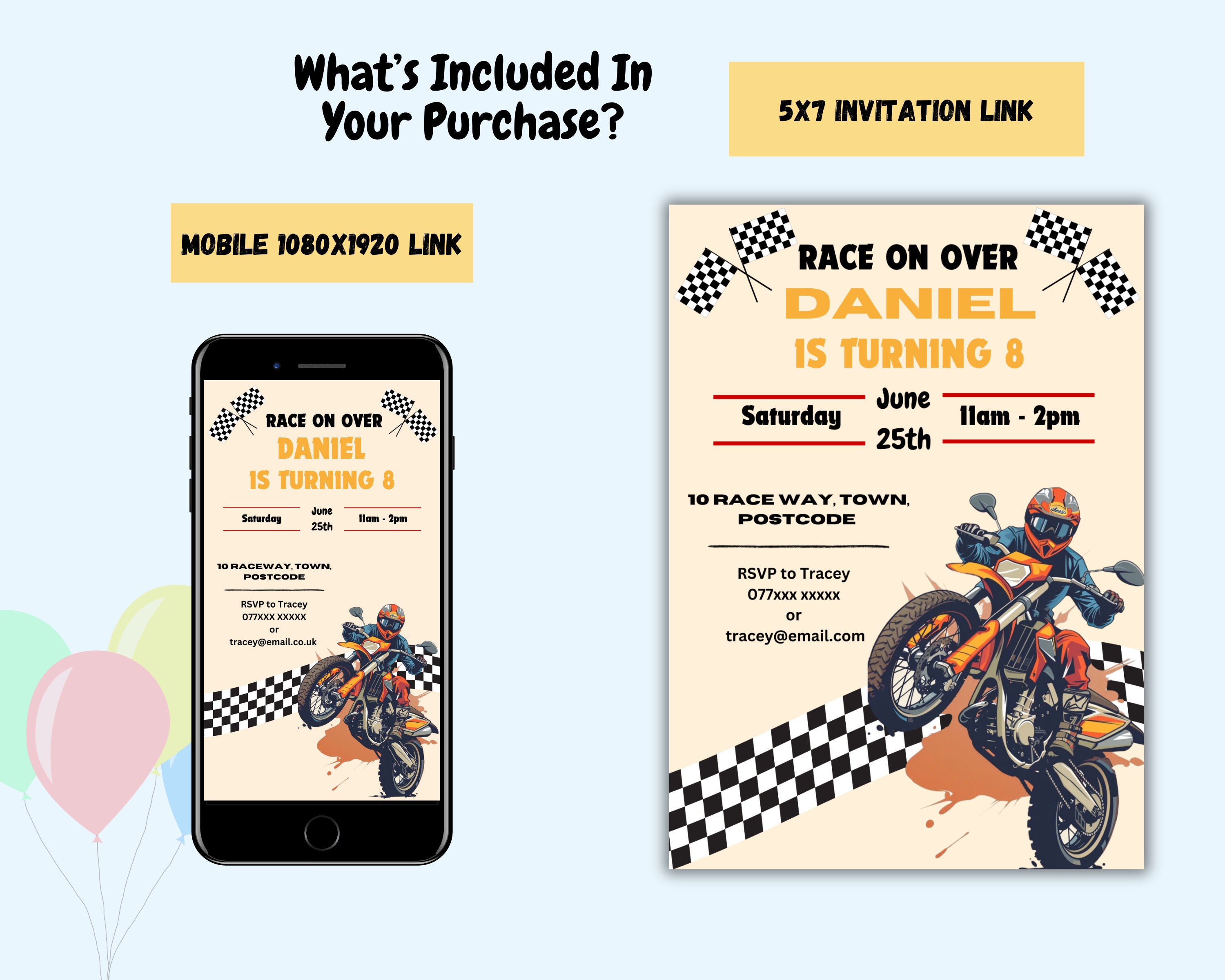 Dirt Bike Themed Birthday Invitation Motorbike Birthday Invite ...