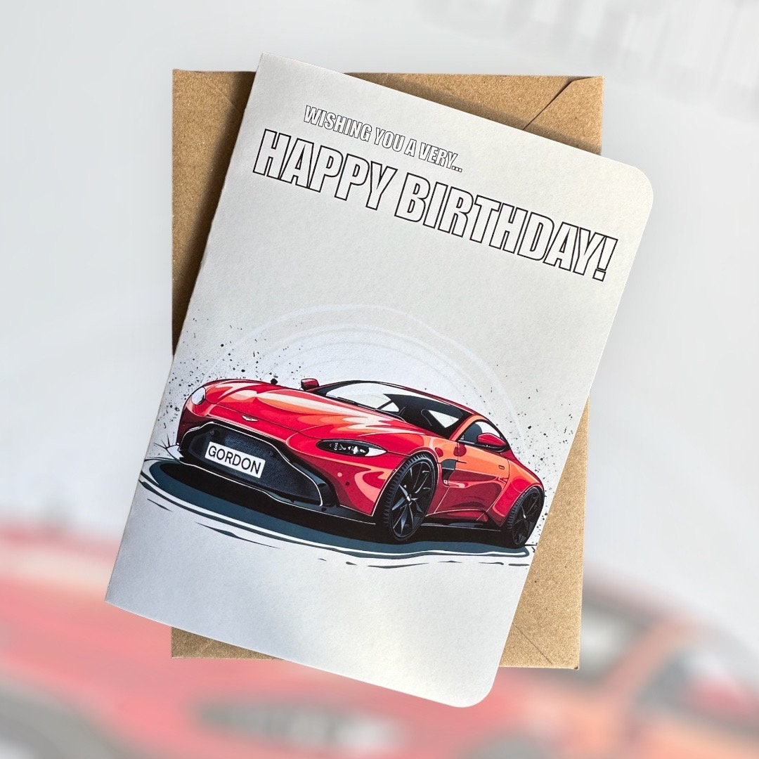 Personalized Car Birthday Card Aston Martin Birthday Card Sports Car ...