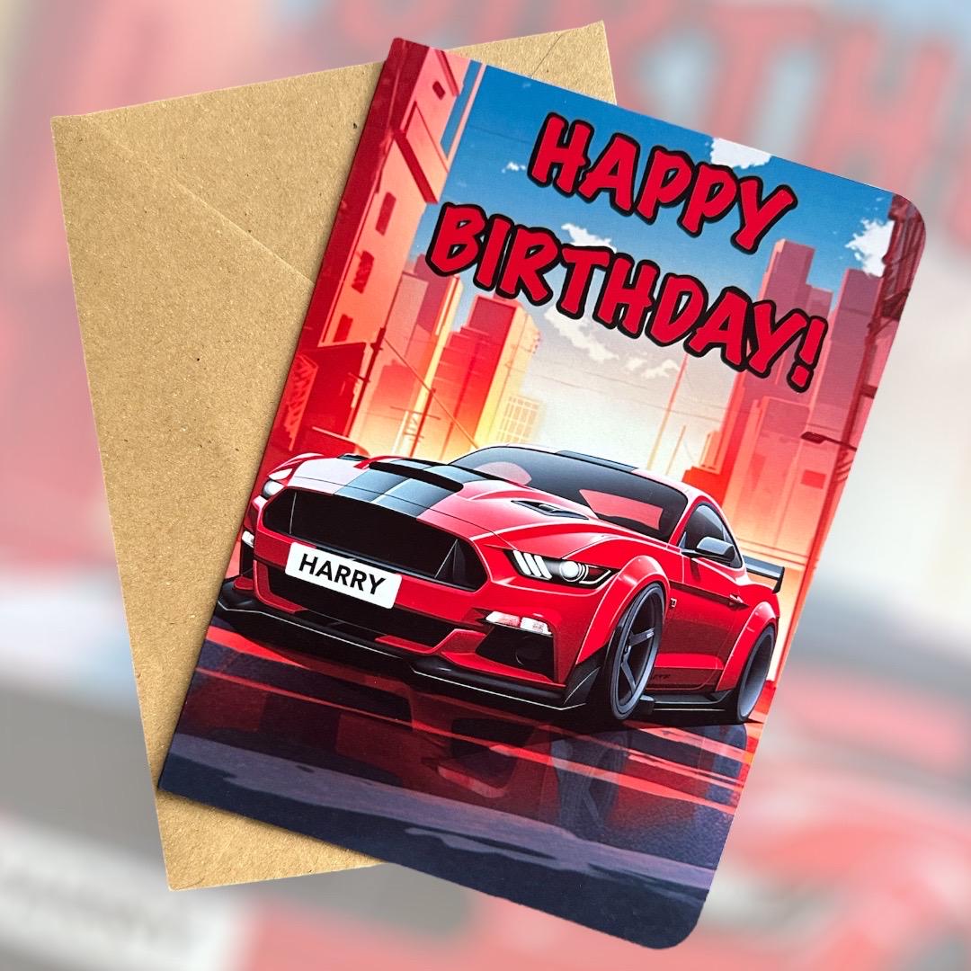 Personalised Registration Ford Mustang Birthday Card Mustang Birthday ...