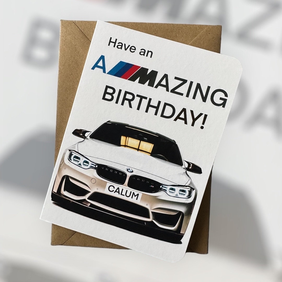 Personalised BMW M4 Birthday Card, BMW Birthday Card, M4 Birthday Card ...