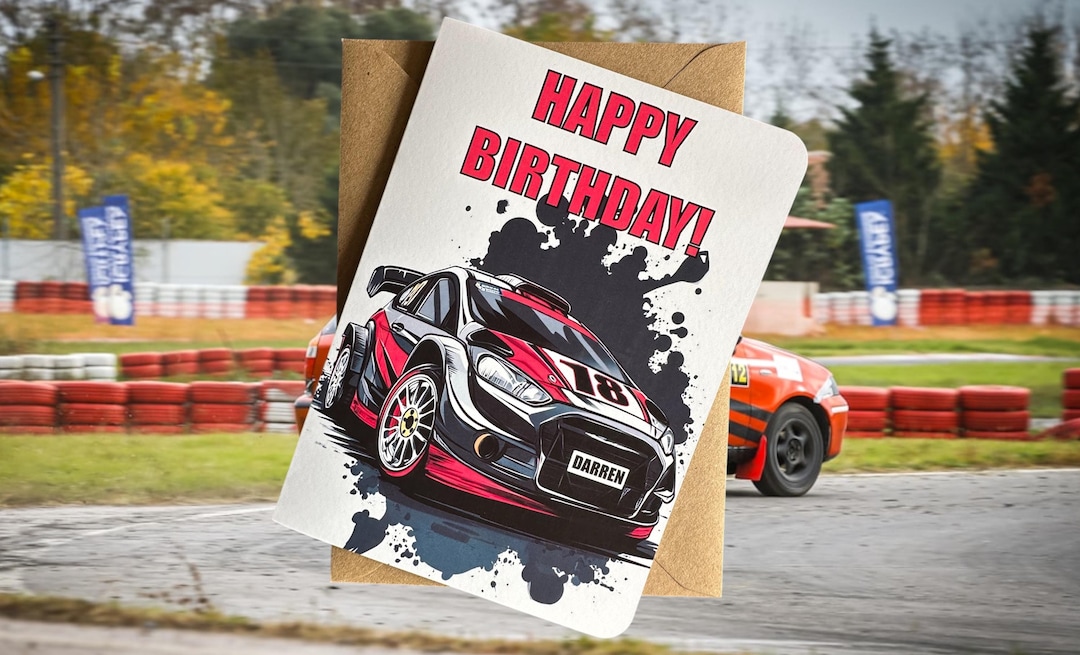 Personalised Rally Car Birthday Card Car Lover Birthday Card Customised ...