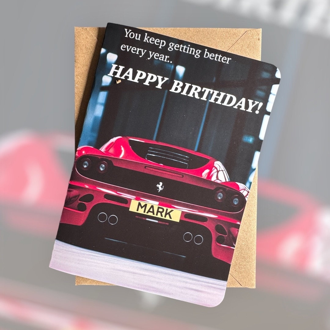Personalised Registration Car Birthday Card Ferrari Birthday Card ...