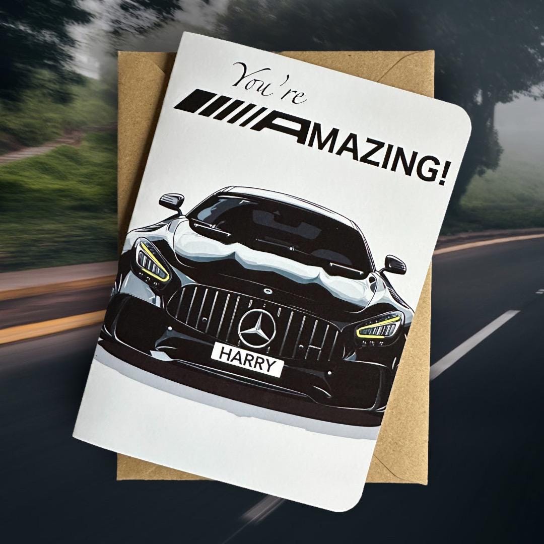 Personalized Registration Car Birthday Card Supercar Birthday Card Gift ...