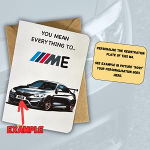 Personalised BMW M4 Birthday Card BMW Birthday Card M4 Birthday Card ...