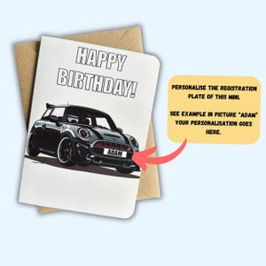 Personalised JCW Mini Cooper Birthday Card Mini Cooper Birthday Card ...