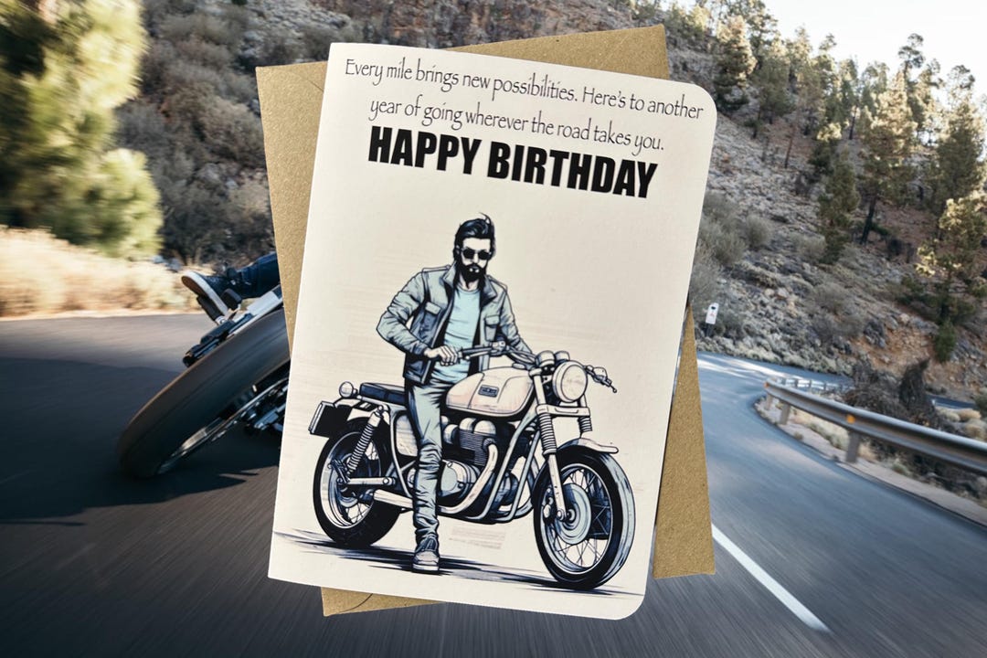 Biker Birthday Card Motorcycle Enthusiast Birthday Card Gift for Biker ...