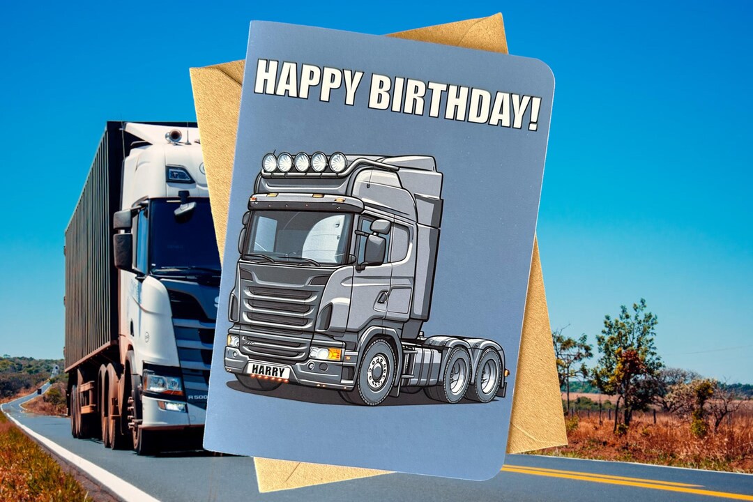Personalized Truck Birthday Card Trucker Birthday Card Customized ...