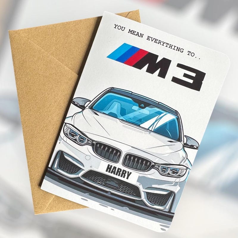 White Bmw Birthday Card - Etsy