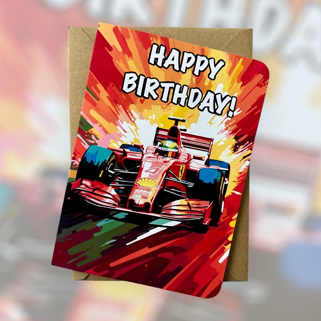 Formula One Birthday Card Racing Car Birthday Card F1 Enthusiast ...