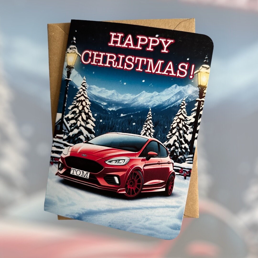 Personalised Car Christmas Card for Him Ford Fiesta ST Christmas Card ...
