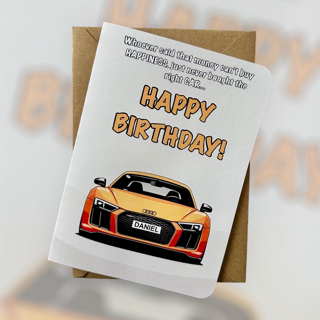 Personalised Audi R8 V10+ Birthday Card Audi Birthday Card R8 Birthday ...
