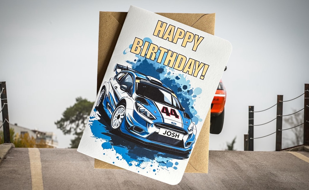 Personalised Rally Car Birthday Card Race Car Birthday Card Car Lover ...