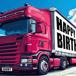 Personalized Truck Birthday Card Trucker Birthday Card Customized ...