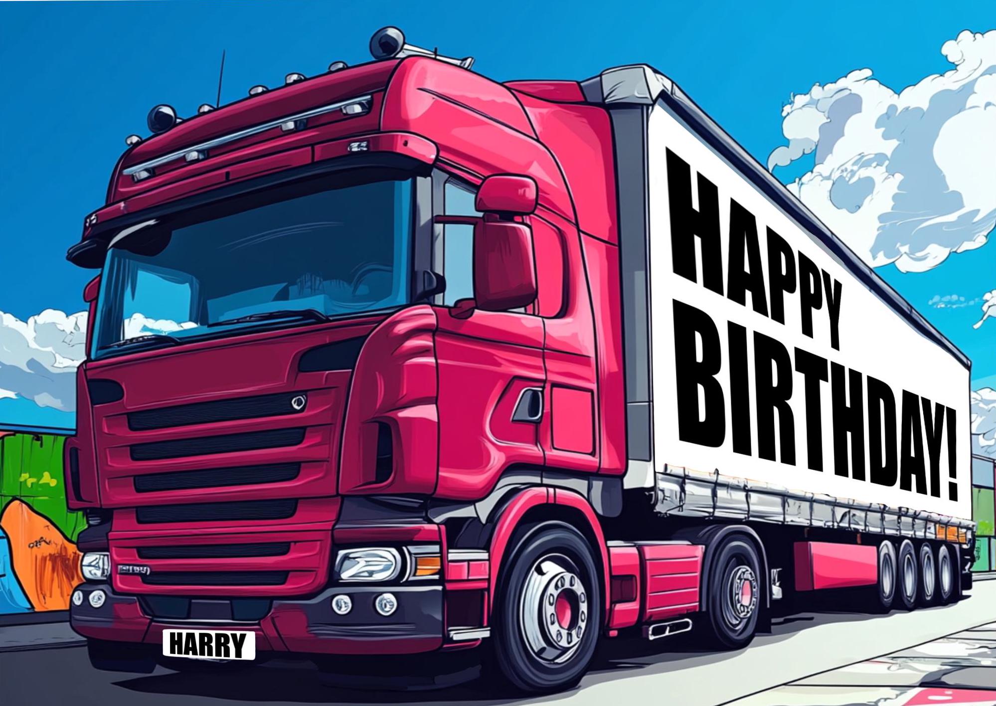Personalized Truck Birthday Card Trucker Birthday Card Customized ...