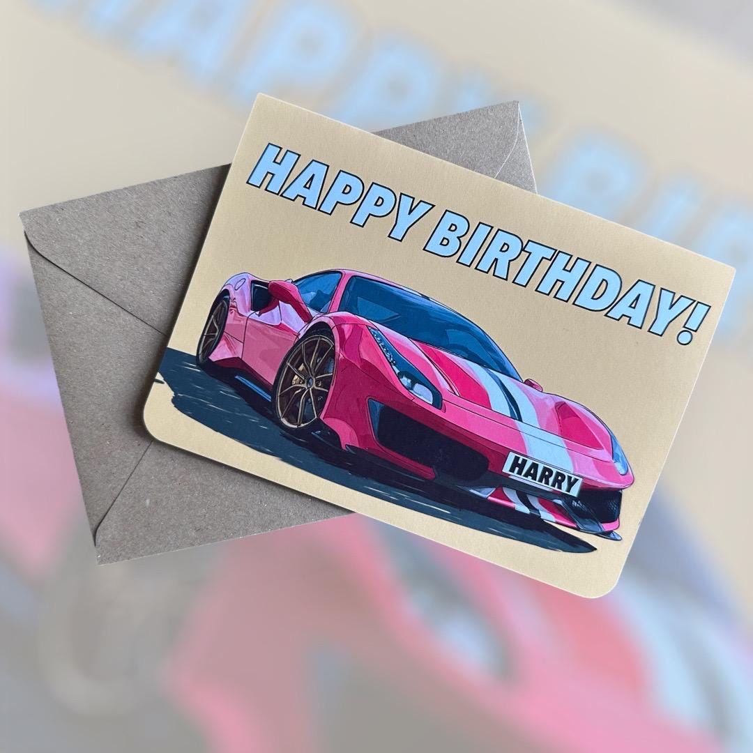 Personalised Supercar Birthday Card Customised Supercar Birthday Card ...