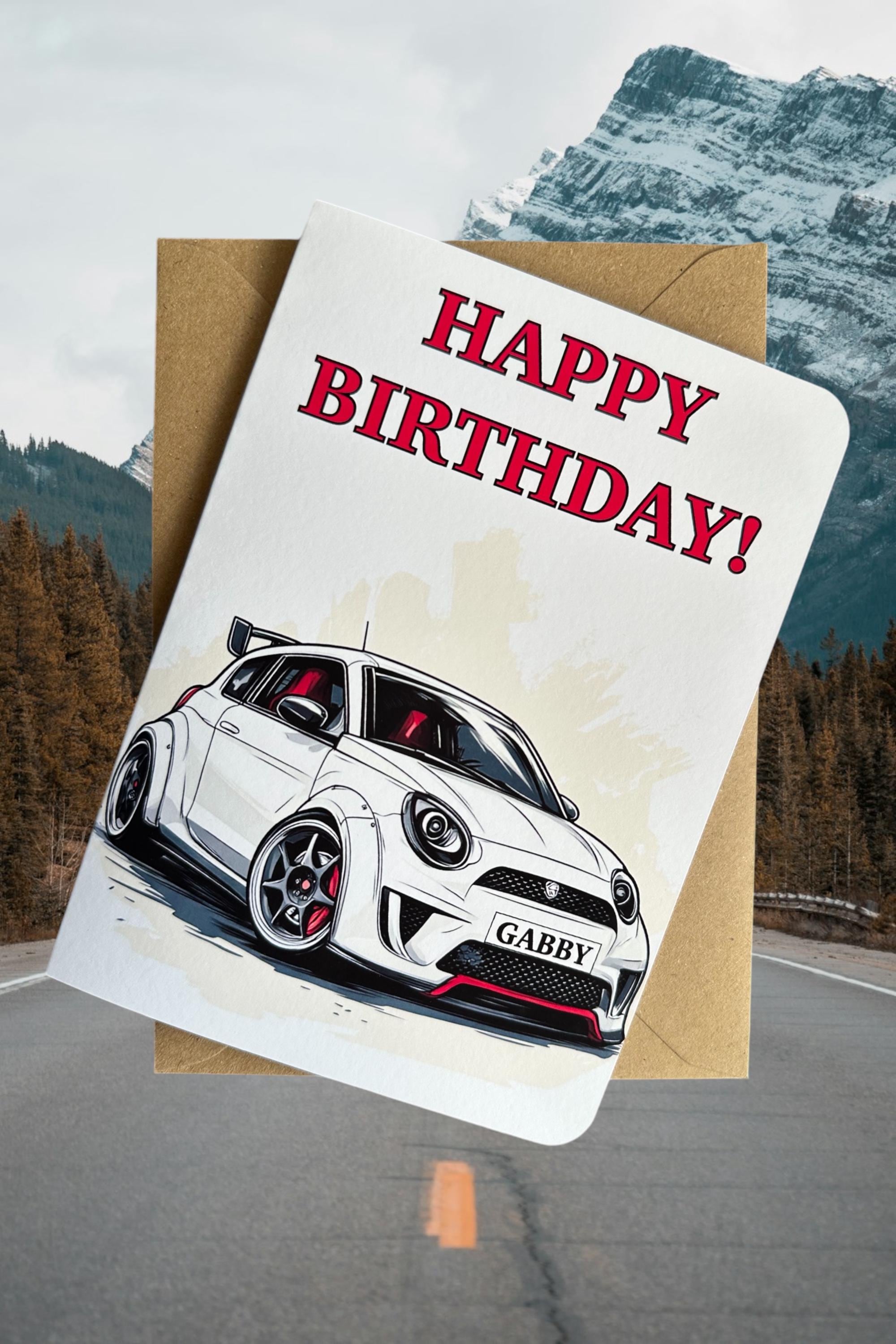 Personalized Car Birthday Card Fiat Abarth Customized Birthday Card ...