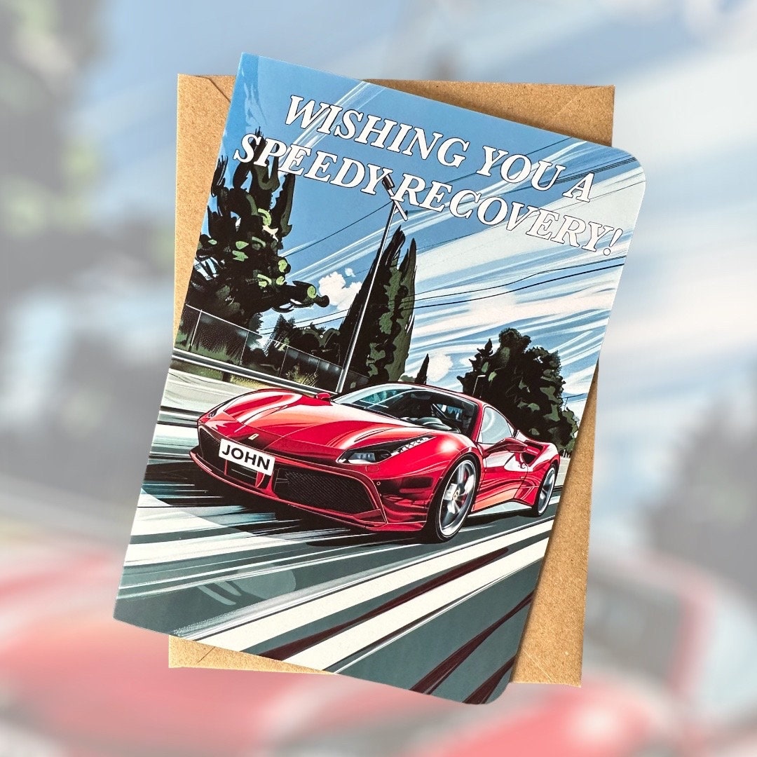 Personalised Get Well Card Ferrari Ferrari 488 Get Well Card Car ...