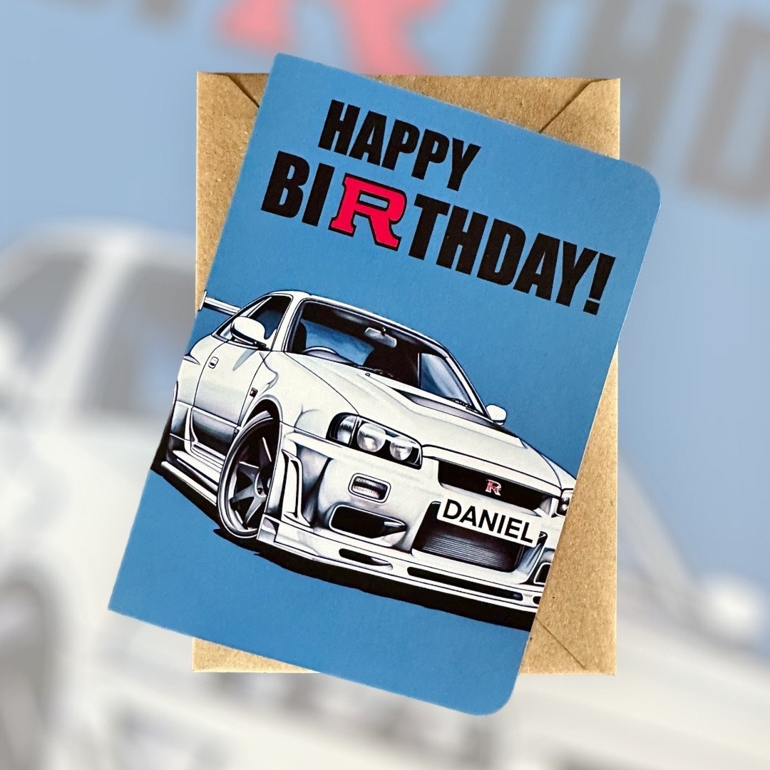 Personalised Car Birthday Card Nissan Skyline Birthday Card Sports Car ...