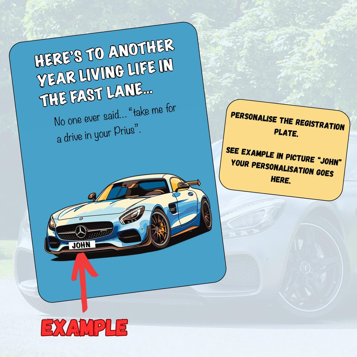 Personalised Sports Car Birthday Card Car Lover Birthday Card Funny ...