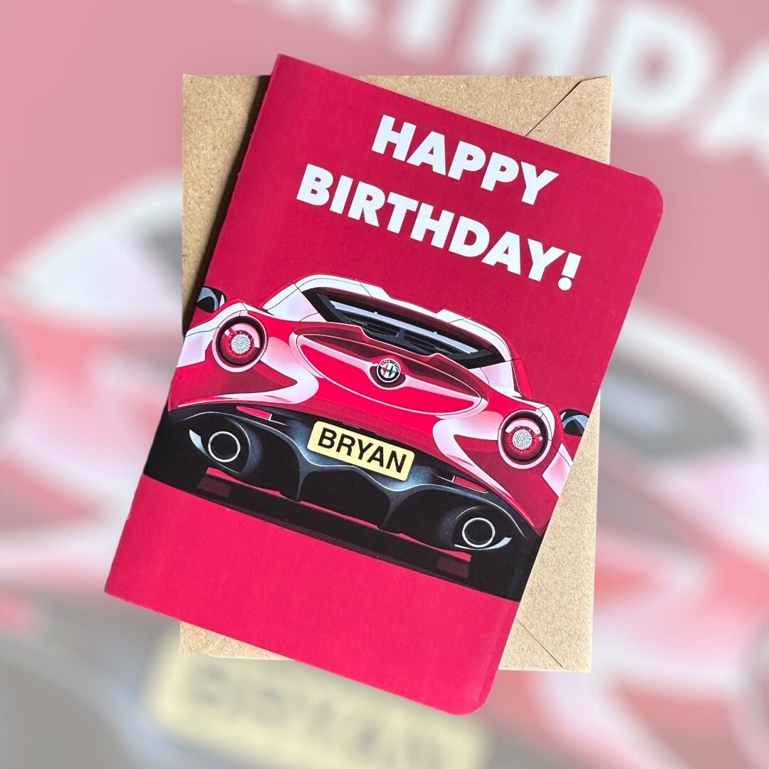 Personalised Alfa Romeo 4C Birthday Card, Alfa Romeo Birthday Card ...