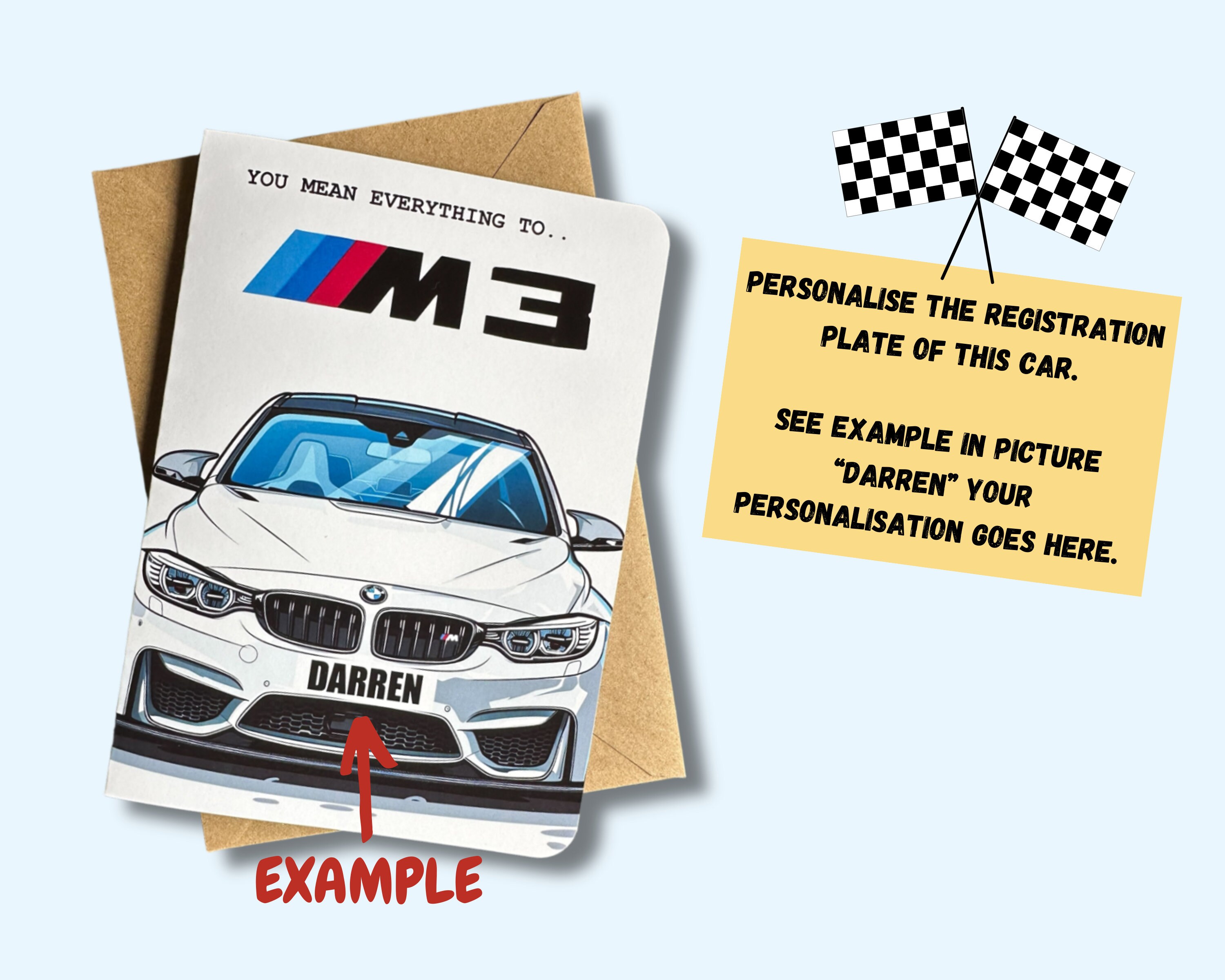 BMW M3 Personalised Registration Plate Anniversary or Birthday Card BMW ...