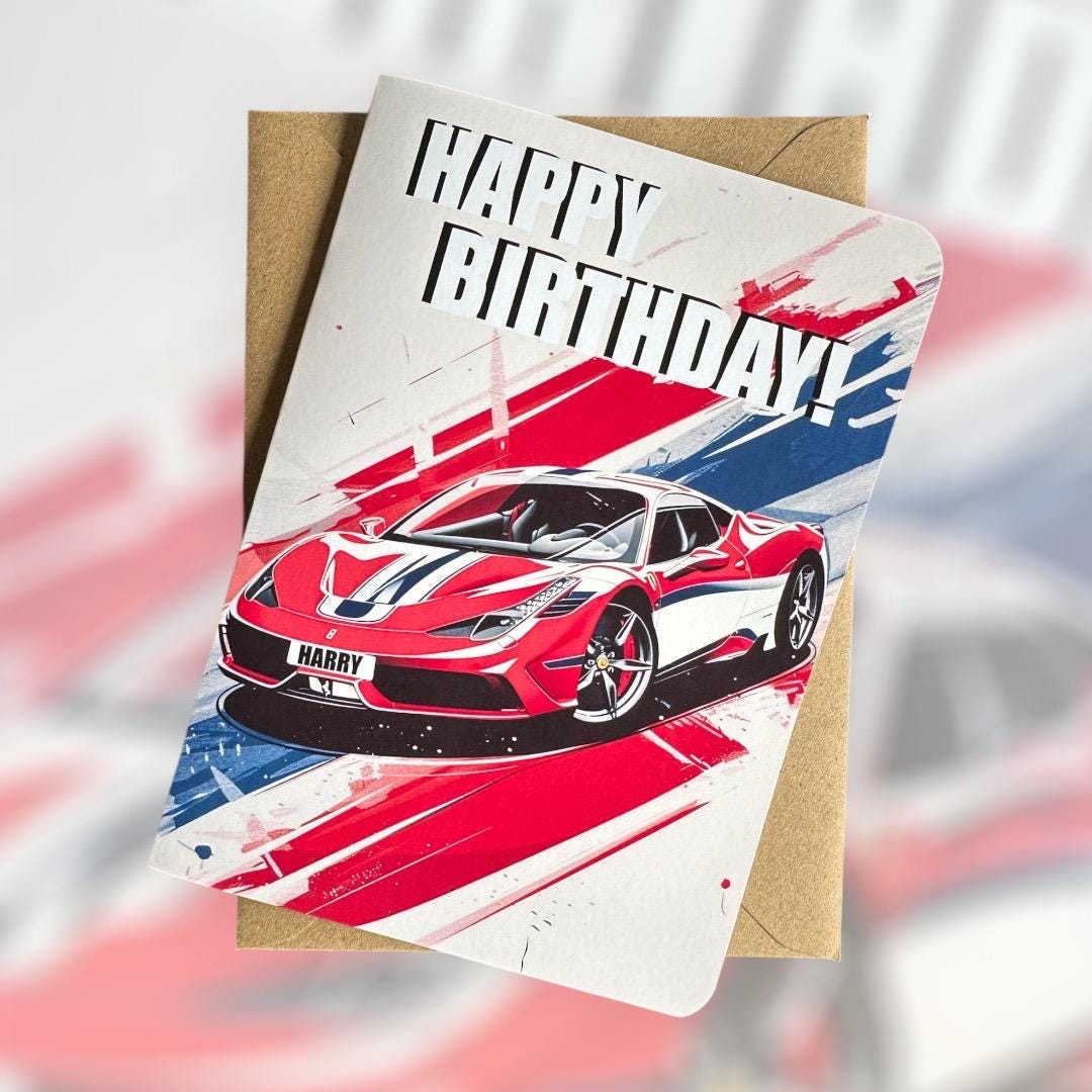 Personalized Supercar Birthday Card Ferrari Birthday Card Gift for Car ...