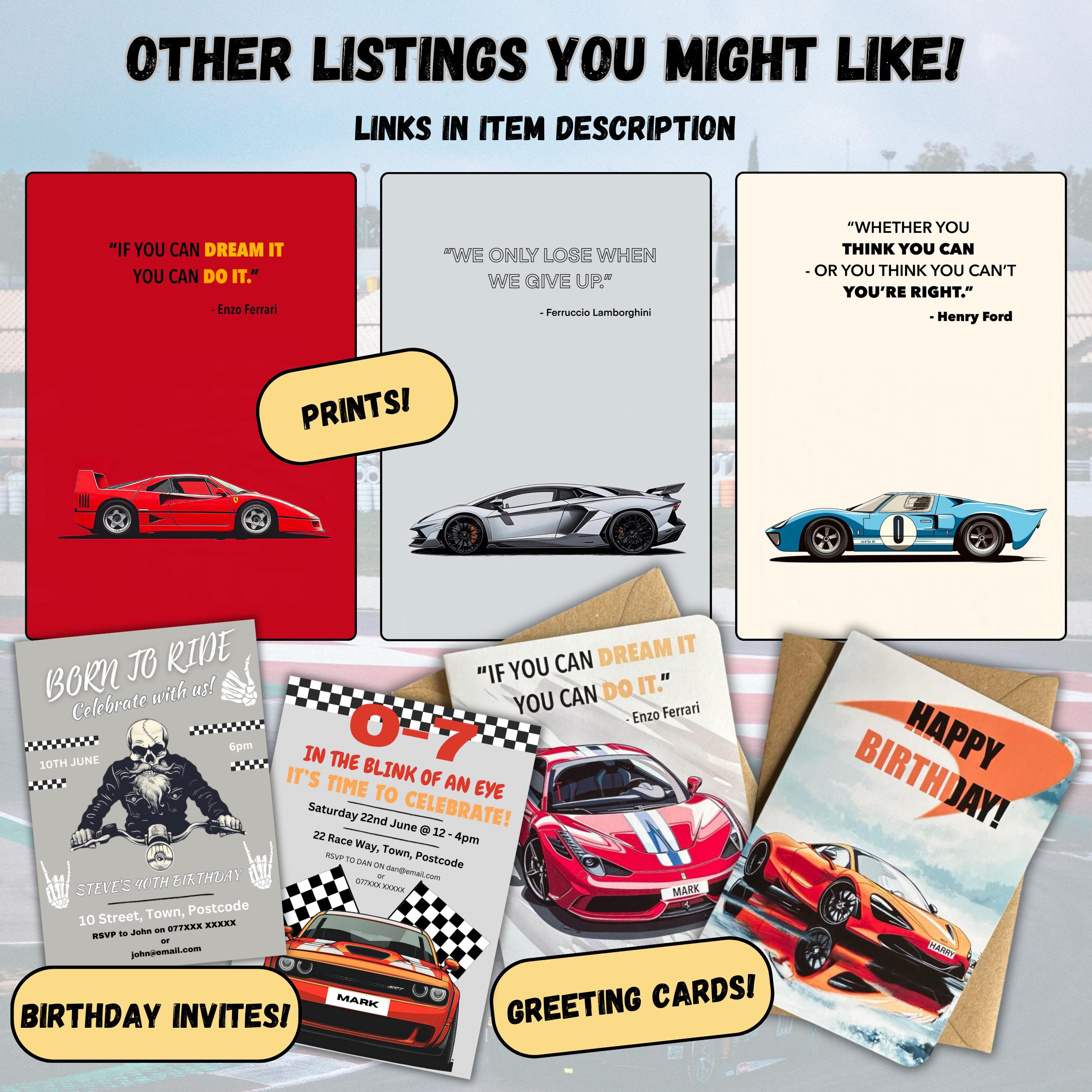Personalised Registration Car Birthday Card Supercar Birthday Gift for ...