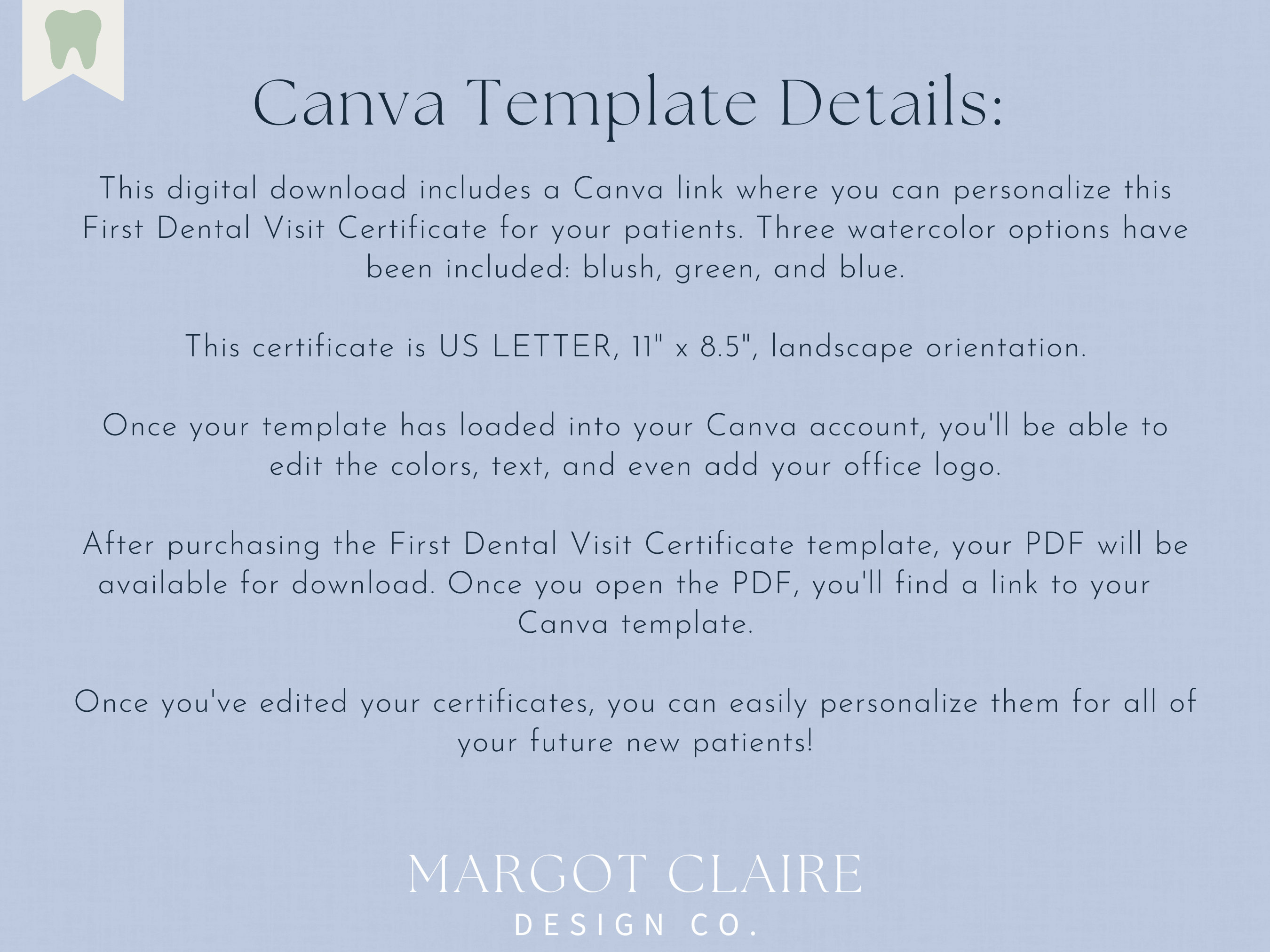 First Dental Visit Certificate - Canva Pro Template | Pediatric Dental ...