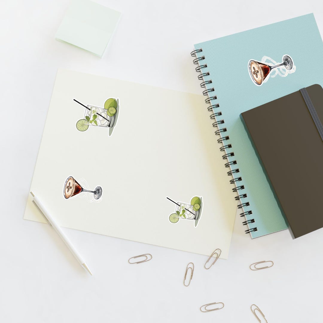 Cocktail Sticker Sheets, Fun Drink Stickers for Planner, Mojito and ...