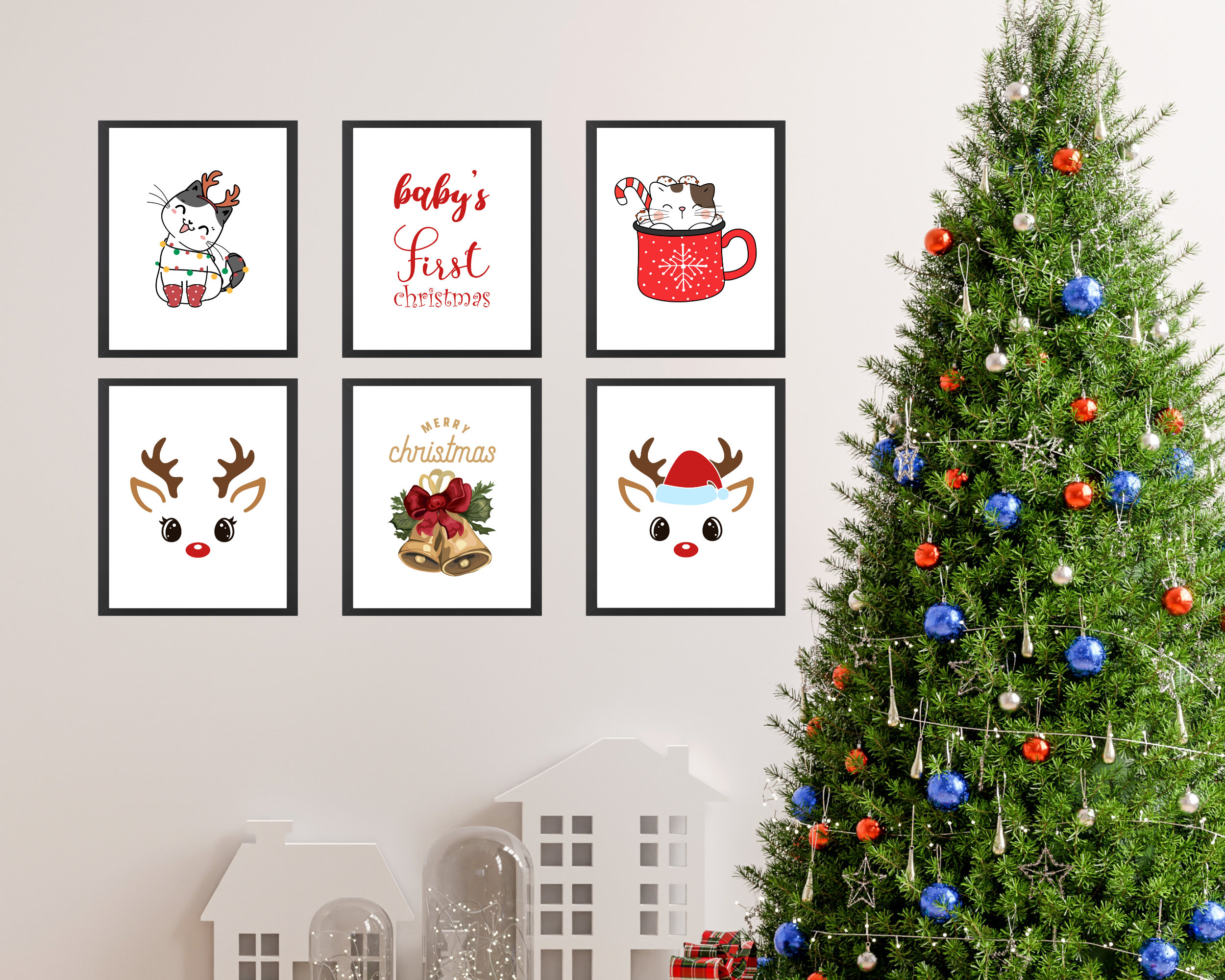 Christmas Print Decor Set of 6, Christmas Nursery Print, Christmas ...