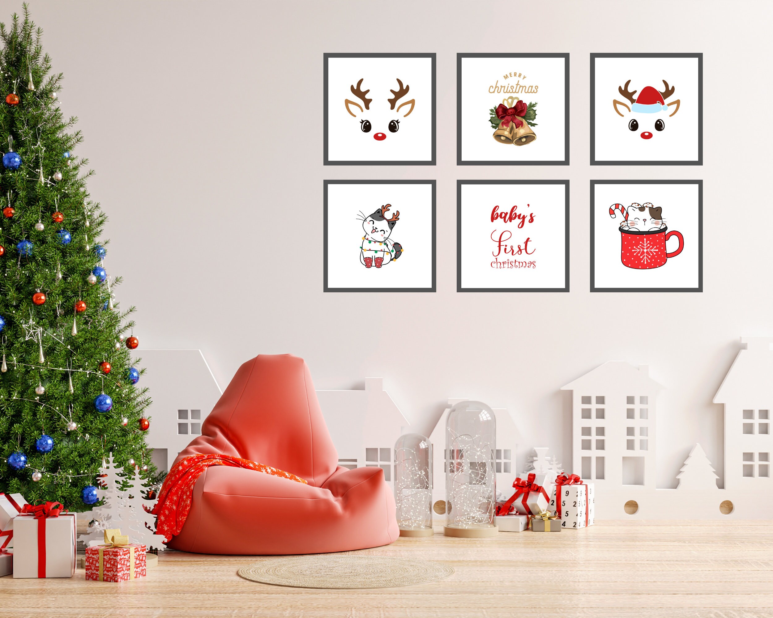 Christmas Print Decor Set of 6, Christmas Nursery Print, Christmas ...